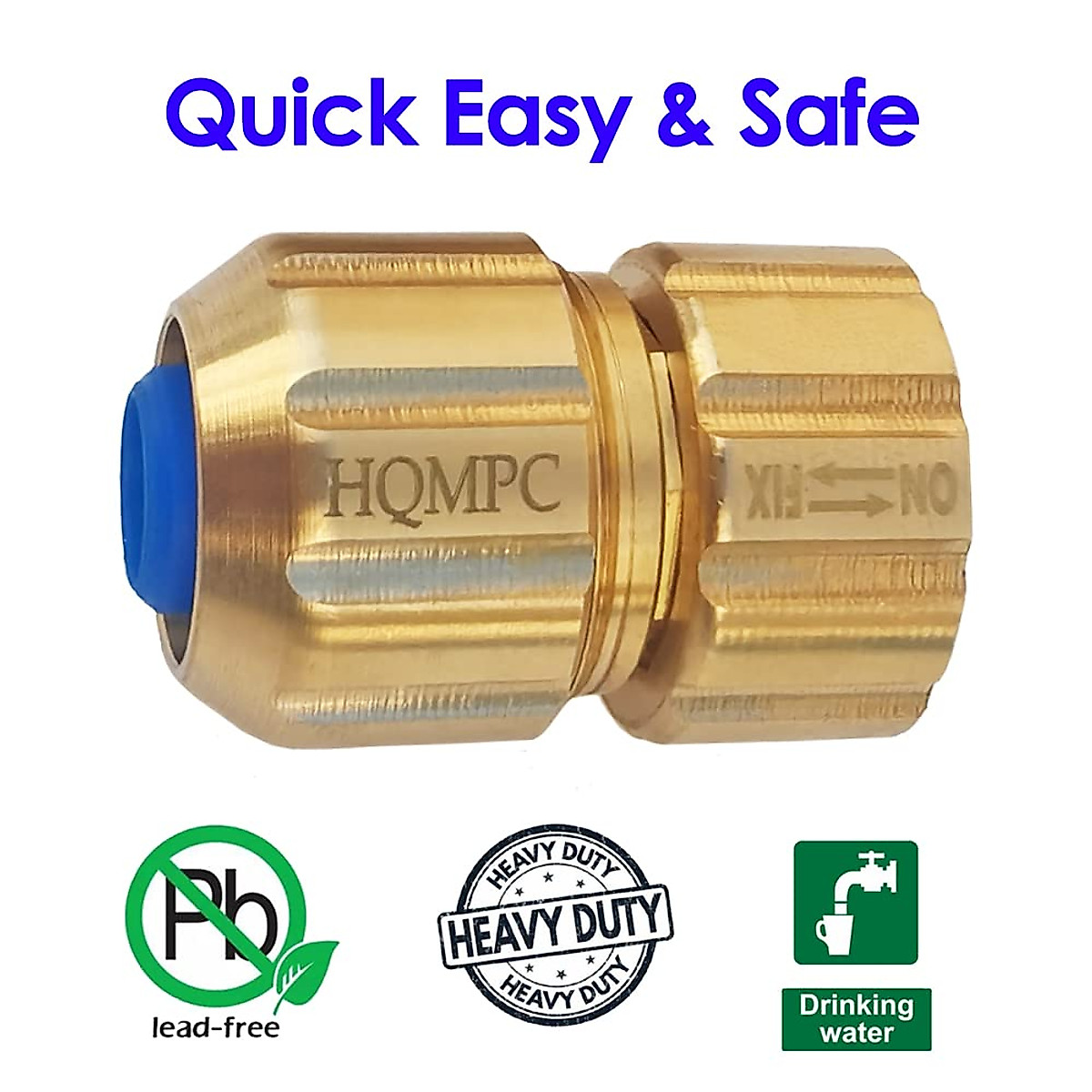 HQMPC Lead Free Garden Hose Quick Connect Brass Hose Quick Connect Garden Hose Connectors Water Hose Connectors GHT 3/4" (2 Sets)
