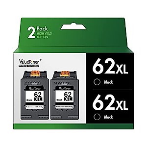 Valuetoner Remanufactured Ink Cartridge Replacement for HP 62XL 62 XL to use with Envy 5540 5640 5660 7644 7645 OfficeJet 5740 8040 OfficeJet 200 250 Series Printer (2 Black)