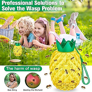 Wasp Traps Catcher - Honey Bee Trap, Insect Catcher, Wasp Trap, Bee Trap, Outdoor Wasp .Reusable Insects Traps Bee Catcher for Hornets, Yellow