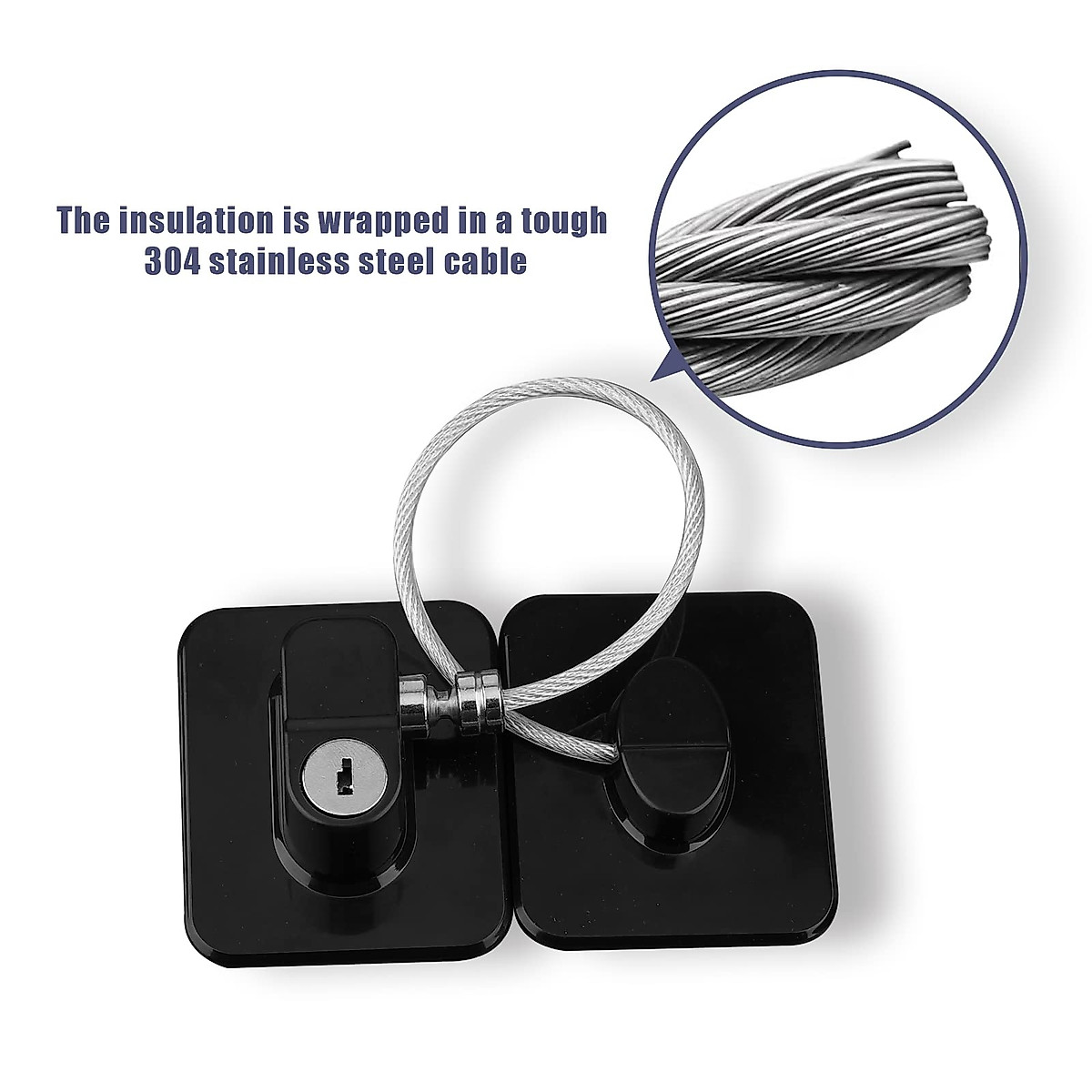 SAVITA 2 Pcs Refrigerator Door Locks, Fridge Lock with 2 Keys Stainless Steel Zinc Alloy Strong Adhesive Lock Protect Baby Kid Safe for Windows Kitchen Cabinets Cupboard Refrigerator Drawer (Black)