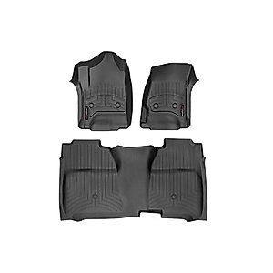 WeatherTech Custom Fit FloorLiner Floor mats for Silverado 1500, 2500HD/3500HD, Sierra 1500, 2500HD/3500HD (Crew Cab, Carpet) - 1st & 2nd Row, Black