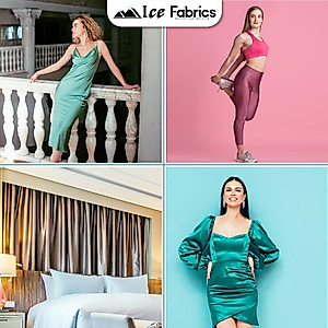 4 Way Stretch Silky Spandex Satin Fabric by The Yard - 60" Wide Shiny Satin Spandex Fabric for Dresses, Active Wear, Yoga Pants, Table Cloth - Thick and Heavy Spandex Fabric - Black - 1 Yard