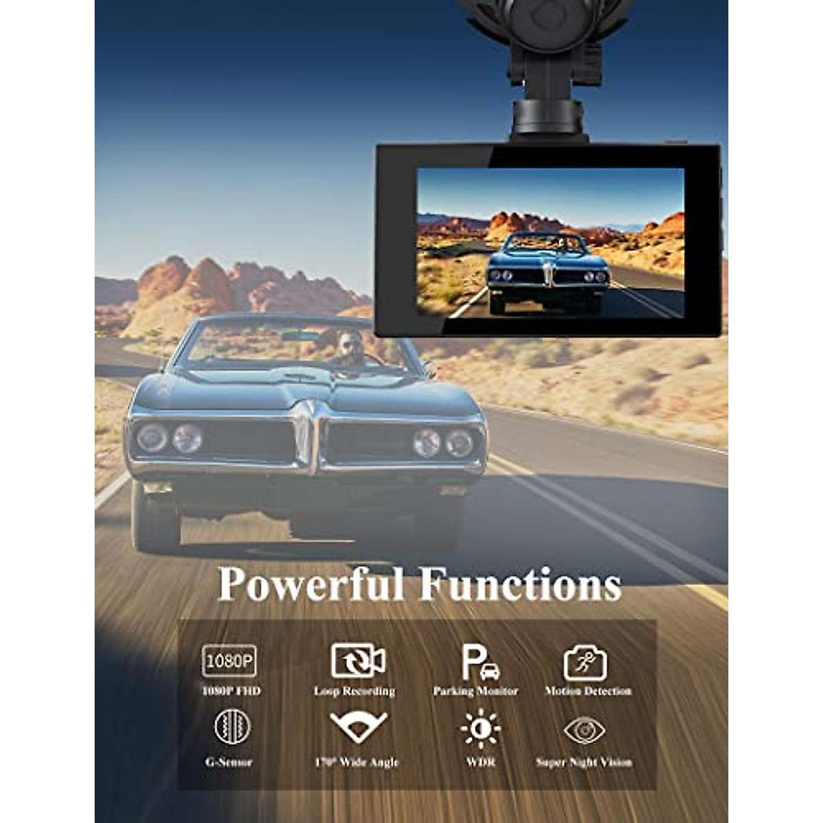 Milerong Dash Camera for Cars, FHD 1080P Mini Dash Cam with Super Night Vision, Portable Dash Cam Front, Small Dash Cam with Parking Mode, Loop Recordinng, Motion Detection,WDR, G-Sensor