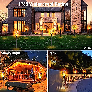 Topmante Upgraded Solar Torch Lights,96 LED Waterproof Flickering Dancing Flames Torches Light Outdoor Solar Landscape Decoration Lighting Auto On/Off Pathway Lights for Garden Patio Yard(4 Pack)