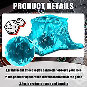 Deekin Dice Jail Gelatinous Cube Dice Prison Resin Dice Cage, 7 Role Playing Dice with Dice Container Black Polyhedral Dice Set Miniature Accessory for Gatherings Activity Party Game Gift Set (Blue)