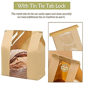 100 Pcs(13.7x8.2x3.5 in) Paper Bread Bags for Homemade Bread, Sourdough Bread Bags with Window, Sourdough Storage Bread Bags for Bread Packaging includes 500 Cute Seal Stickers