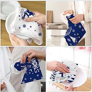 Pinatas Christmas Kitchen Towels Set of 4, Snowflake Blue Christmas Dish Towels, Winter Farmhouse Christmas Kitchen Decor, Hand Towels Housewarming Gifts for New Home