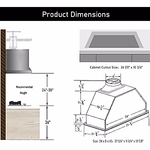 MCBON Range Hood Insert 30 Inch, 600 CFM Range Hood Insert, Vent Hood Insert, Ducted/Ductless Convertible Range Hood Insert, Stainless Steel Range Hood, Black Insert Range Hood 30 Inch, IE71-BLACK-30