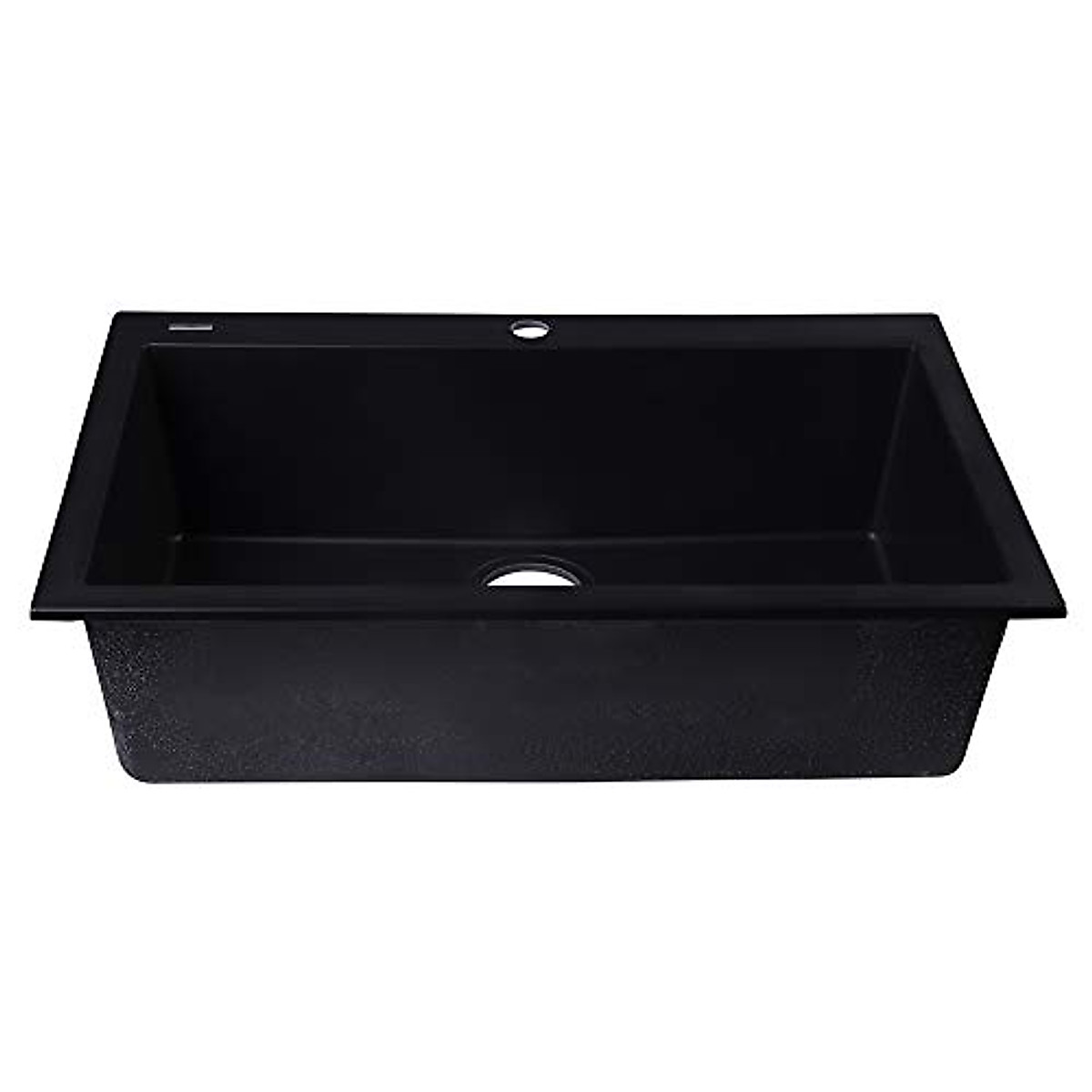 ALFI brand AB3020DI-BLA Drop-In Single Bowl Granite Composite Kitchen Sink, 30", Black