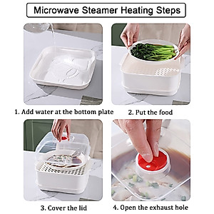𝗠𝗶𝗰𝗿𝗼𝘄𝗮𝘃𝗲 𝗦𝘁𝗲𝗮𝗺𝗲𝗿 𝘄𝗶𝘁𝗵 𝗟𝗶𝗱 𝗮𝗻𝗱 𝗧𝗿𝗮𝘆, Microwave Bowl, Large Square Drain Basket, Vegetable Storage Plate, Kitchen Microwave Cookware Supplies, Food Container