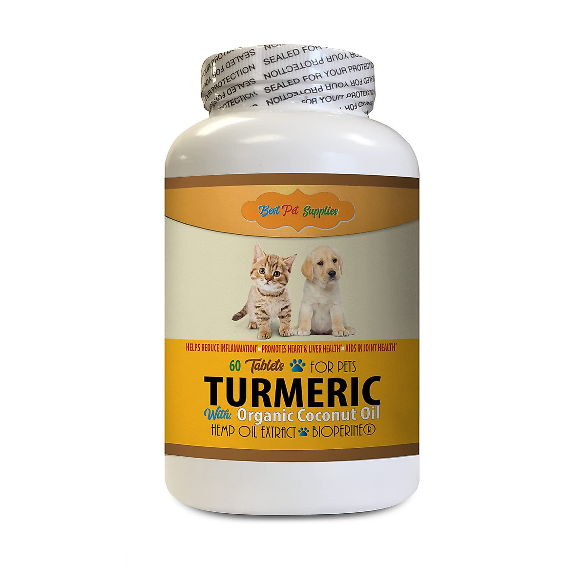 Dog Skin and Coat Supplements - Turmeric with Coconut and Hemp Oil for Dogs and Cats - Natural Treats - Anxiety Relief - Joint Health - Dog Coconut Oil Food - 60 Treats (1 Bottle)