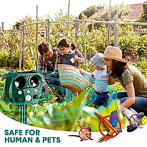 Solar Powered Ultrasonic Animal Repellent Waterproof Cat Repellent with Motion Detector Squirrel Repellent Bird Deterrent Devices Outdoor Solar Deer Repellent Devices for Outdoor (Black, Green, 4 Pcs)