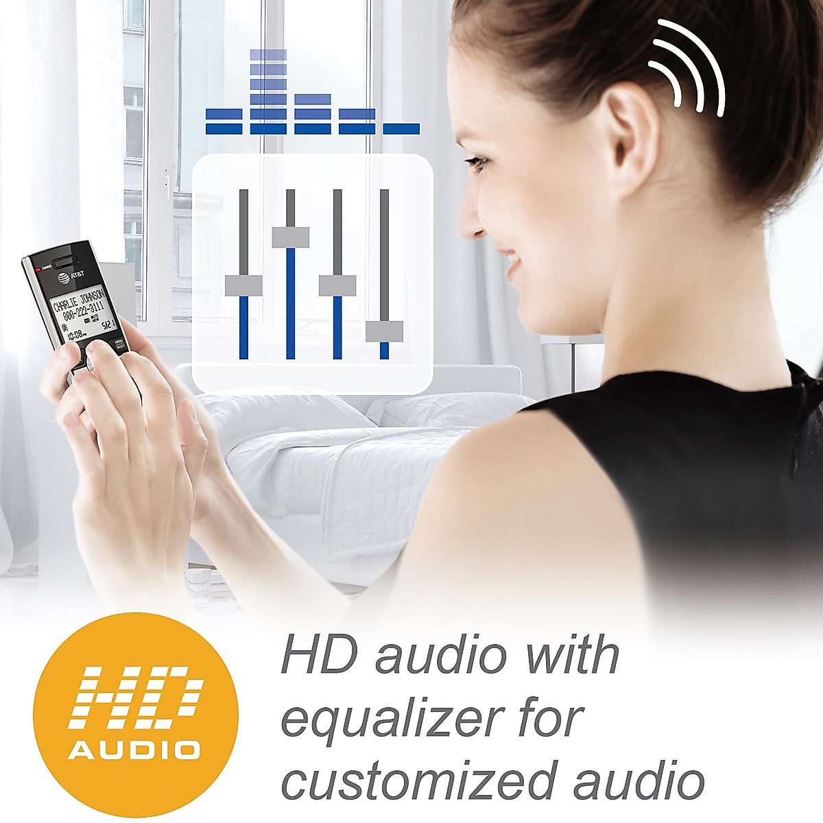 AT&T CL83507 DECT 6.0 5-Handset Cordless Phone for Home with Dual Keypad Base, Answering Machine, Call Blocking, Caller ID Announcer, Intercom and Long Range, Silver/Black