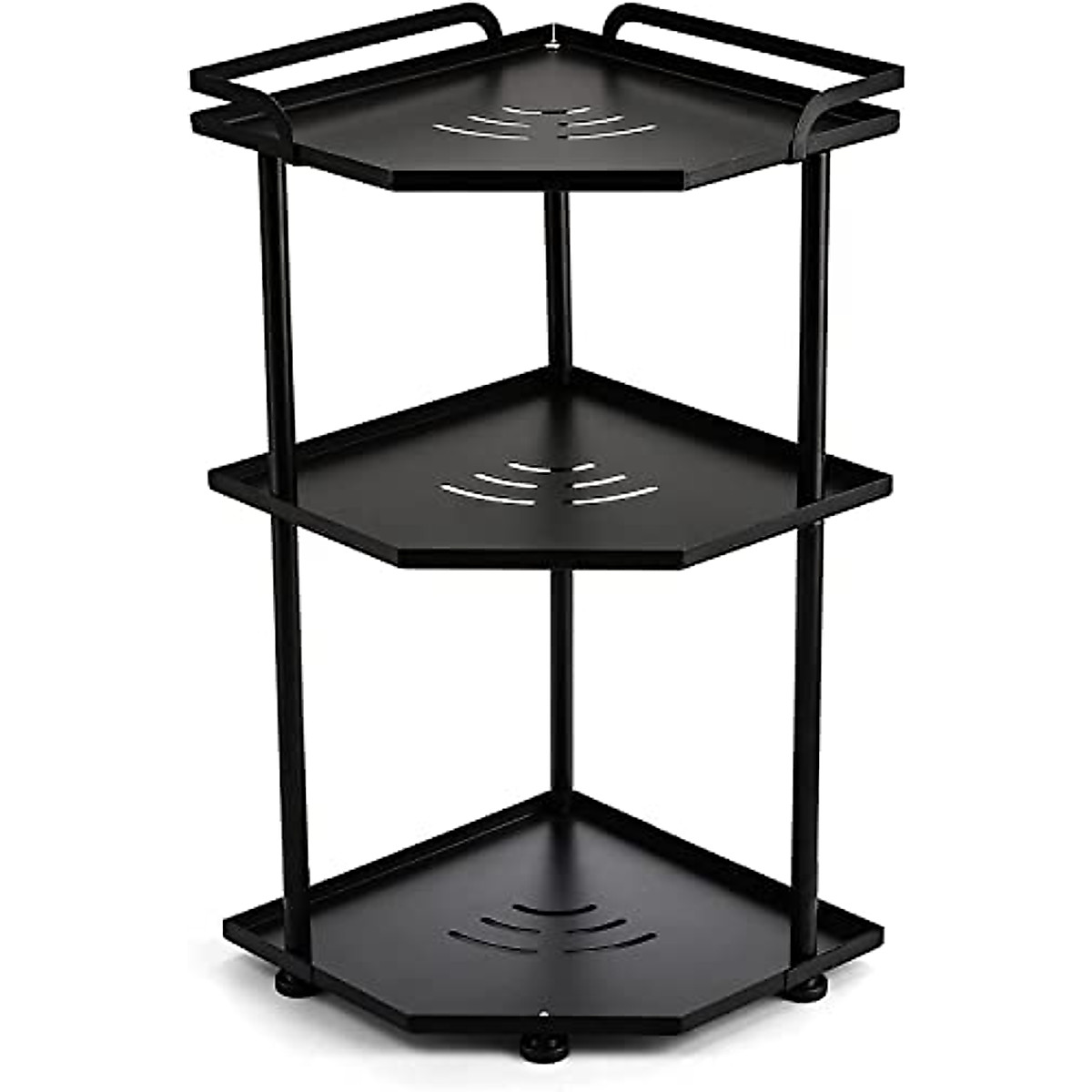 Nicunom 3-Tier Kitchen Corner Organizer Shelf, Countertop Storage Rack, Under Sink Organizers, Pots and Pans Organizer for Cabinet, Bathroom Countertop Organizer, Black