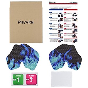 eXtremeRate PlayVital Anti-Skid Sweat-Absorbent Controller Grip for ps5 Controller, Professional Textured Soft Rubber Pads Handle Grips for ps5 Controller - Blue Flame
