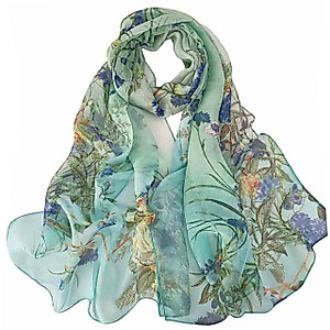 Pokeedioty Scarfs for Women Lightweight Scarves Elegant Floral Pattern Sheer Scarfs Shawls Wraps (YH-120)