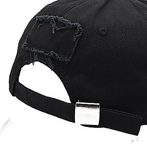 Ripped Patch Baseball Cap Vintage Distressed Low Profile Unstructured Cotton Dad Hat Adjustable for Women Men (White)