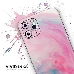 Design Skinz Marbleized Pink and Blue Paradise V712 Protective Vinyl Decal Wrap Skin Cover Compatible with The Apple iPhone 11 Pro Max (Screen Trim & Back Glass Skin)