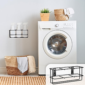 Hicarer 2 Pcs 3 Holes Spray Bottle Storage Rack Spray Bottles Holder Wall Mount Spray Bottle Organizer Heavy Duty Storage Racks Steel Bracket Storage for Spray Bottles for Garage Home Workspace