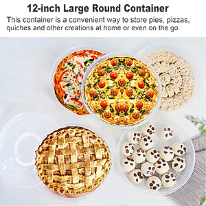 12inch 2 Pack Food Storage Container with Lid and Handle, Reusable 2 Compartments Pizza Slice Storage Container, Round Pie Carrier Leftover Pizza Keeper for Food Cake Cheesecake Tortilla Pastry