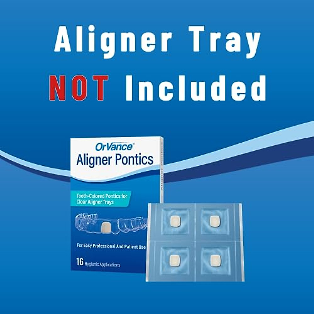 OrVance Aligner Pontics | Temporary Tooth Replacement for Aligner Tray and Retainer - Fill Space of Missing Teeth with Fake Teeth (16 Count)