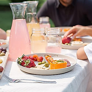 Grow Forward Premium Wheat Straw Plates - 10 Inch Hard Plastic Plates Reusable - Unbreakable Microwave Safe Deep Dinner Plates Set of 8 - Outdoor Plates for Patio, Camping, Picnic, Kids - Sahara