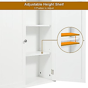 ALAPUR Bathroom Cabinet Wall Mounted,Over Toilet Storage Cabinet with 2 Doors and Adjustable Shelves,Wood Medicine Cabinet for Bathroom, White