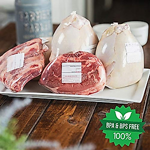 Poultry Shrink Bags 12"x16" (50pk) Zip Ties and Labels, 3 MIL, BPA/BPS Free, MADE IN USA