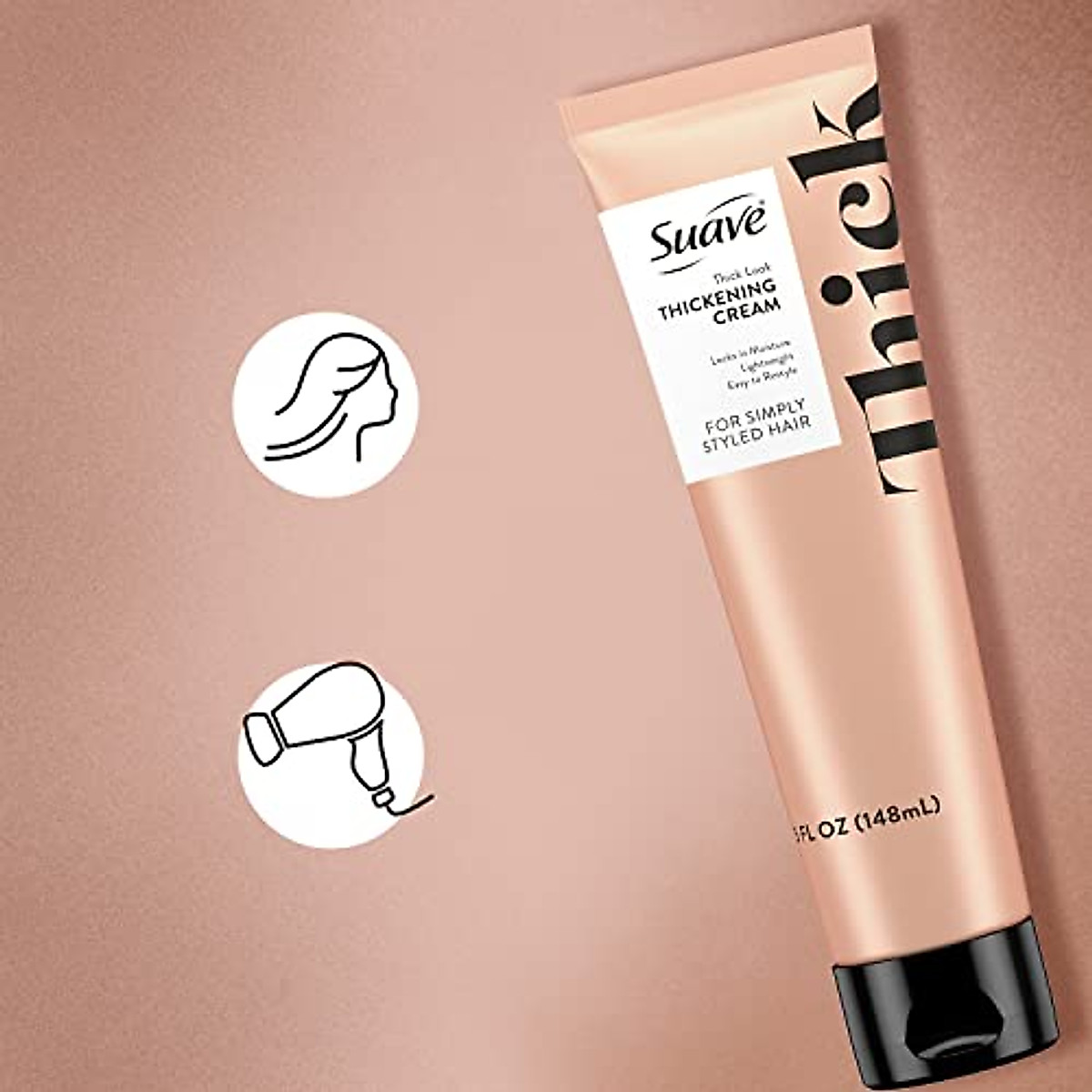 Suave Simply Styled For Thick-looking Hair Thickening Hair Cream, Heat Protectant and Styling Cream 5 oz