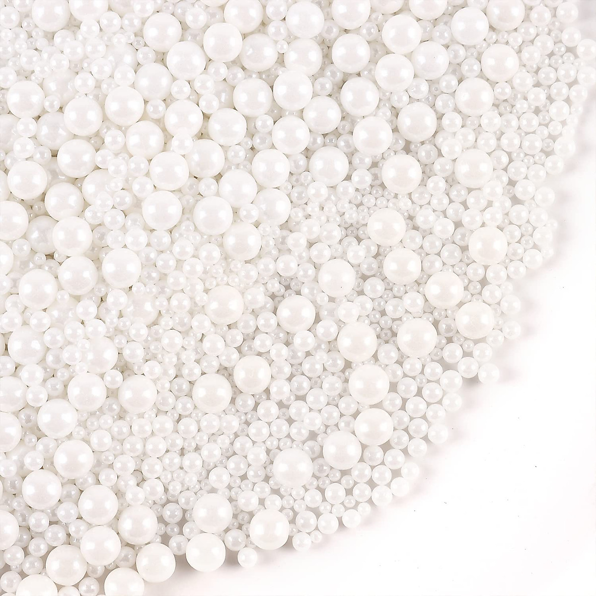 Edible Sprinkles for cake decorating, 7 ounces White Pearl Sugar Candy cupcake, cookies, ice cream toppings cake decorations for wedding shower party Anniversary