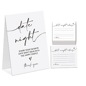 stizak Minimalist Theme Bridal Shower Decorations, Date Night Ideas, Bridal Shower Game, 1 Sign and 50 Cards, Modern Bridal Shower Shower, Wedding Shower Games（dn02）