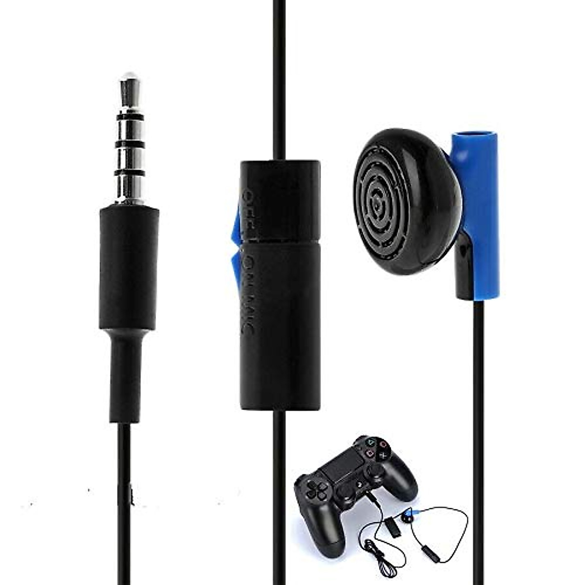 2 Pack Mono Chat Game Gaming Earbuds Earpiece earphones Headphones Headset with Mic Microphones for PS4 Playstation 4