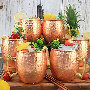 LINALL Moscow Mule Copper Mugs- Set of 6 Copper Plated Stainless Steel Mug 18oz, for Chilled Drinks (6 Pack)