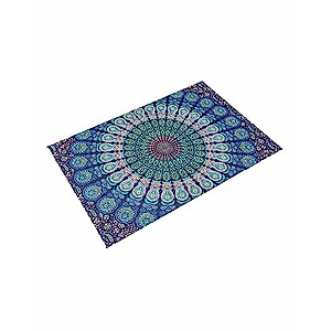 Outdoor Rugs Mandala Flower Reversible Mats Non Slip Carpet Indoor Outdoor Area Rug with Rubber Floral Pattern Non-Slip Outdoor Carpet Camping RV Rug/Deck Rug/Porch Rug 6x9 ft