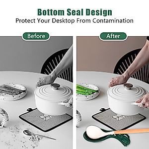 MINLUFUL Spoon Rest Holder for Stove Top, Sturdy and Unbreakable Cast Iron Spoon Rest Ladle Holder for Kitchen Counter, Keep Stovetop Countertop Clean, Pumpkin Green