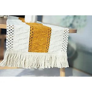 ZJZC Art Garden Style Cotton Hemp Material Table Runner (Mustard Yellow Braided, 12*70inch)