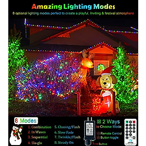 438FT Extra Long Christmas String Lights, 1200 LED Christmas Lights with Remote 8 Lighting Modes & Timer Memory Outdoor Waterproof Decorations for Home Xmas Tree Yard Wedding Party Decor (Multicolor)