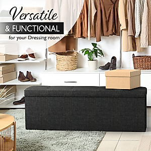 Lifetime Home 43" Folding Storage Ottoman Bench for Living Room, Bedroom, TV Entertainment - Bedroom Bench with Hidden Storage, Foot Rest Stool - 660 Capacity & Holds up to 5.6 Cubic Feet of Storage