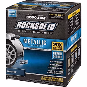 Rust-Oleum 299745 Rocksolid Metallic Garage Floor Coating, 2.5 Quarts (Pack of 1), Brilliant Blue, 128 Fl Oz