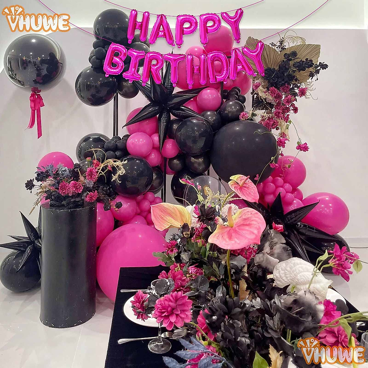 16 Inch Happy Birthday Balloon, Hot Pink Happy Birthday Balloons Banner Aluminum Foil Letters Balloons for Birthday Party Decorations Supplies