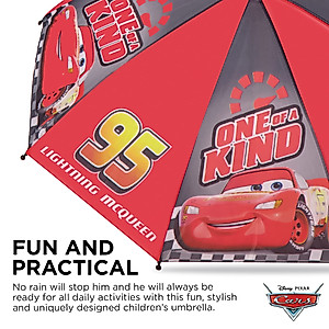 Disney Little Kids Umbrella, Lightning McQueen and Mickey Mouse Rain Wear for Boys Ages, Red, Age 3-6