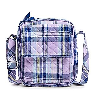 Vera Bradley Small Crossbody Purse, Amethyst Plaid-Recycled Cotton