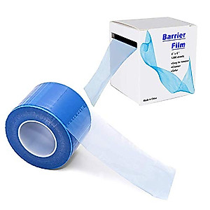 Barrier Film with Dispenser Box, Blue Tape Disposable Protective PE Film Barrier for Dental and Tattoo, 4 inches x 6 inches 1200 Sheets