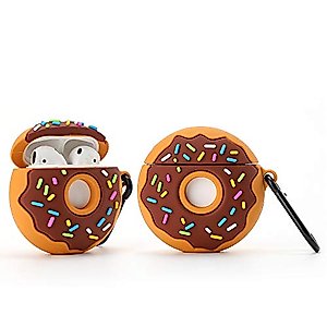 TYOROY 3D Cute Donuts Case for Airpod Case/Airpod 2 Case,3D Cute Cartoon Food Soft Case,Kids Teens Boys Girls Women Lovely Donuts with Keychain for Airpod 1&2 Case (Donuts)