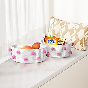 InnJoey 3 Pcs Woven Basket with Gift Bags and Ribbons, Cute Baby Gift Basket for Nursery, Empty Decorative Gift Chest Box Cotton Rope Room Shelf Storage Basket with Handles, 11.8"x 7.9"x 5.1" (Beige)