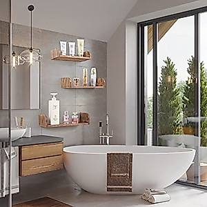 necvha Floating Shelves Wall Mounted，Rustic Wood Wall Shelves，Solid Wood Wall Shelves Set of 3，Storage Shelves for Bedroom, Living Room, Bathroom, Kitchen, Office and More (Carbonized Black)