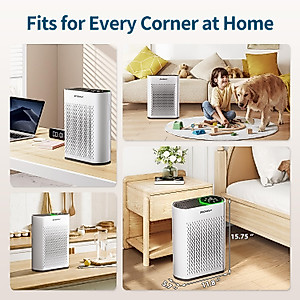 ECOSELF Powerful Air Purifiers for Home Large Room Up to 1400 Ft² with Air Quality Monitor 20dB Sleep Mode, Air Purifier for Bedroom Office Living Room for Pets, Dust Smoke PoIIen Dander Smell, White