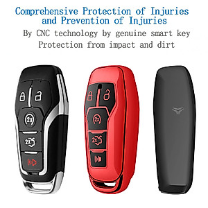 Tukellen for Ford Key Fob Cover Premium Soft Full Protection Key Case Shell Compatible with 2013-2016 Ford Fusion 2015-2017 Ford Mustang F-150 Explorer(Red)
