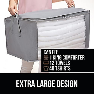 Gorilla Grip Wire Shelf Liners Set of 3 and Clothes Storage Bag Organizer Set of 2, Shelf Liner Size 14x24 in Charcoal, Waterproof Hard Plastic, Storage Bag Size 90L in Gray, 2 Item Bundle