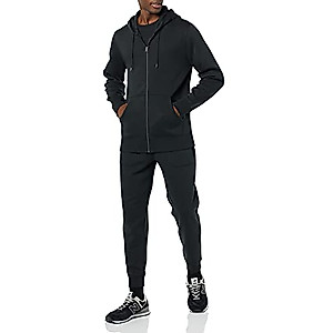 Goodthreads Men's Full-Zip Washed Fleece Hoodie, Black, X-Large Tall
